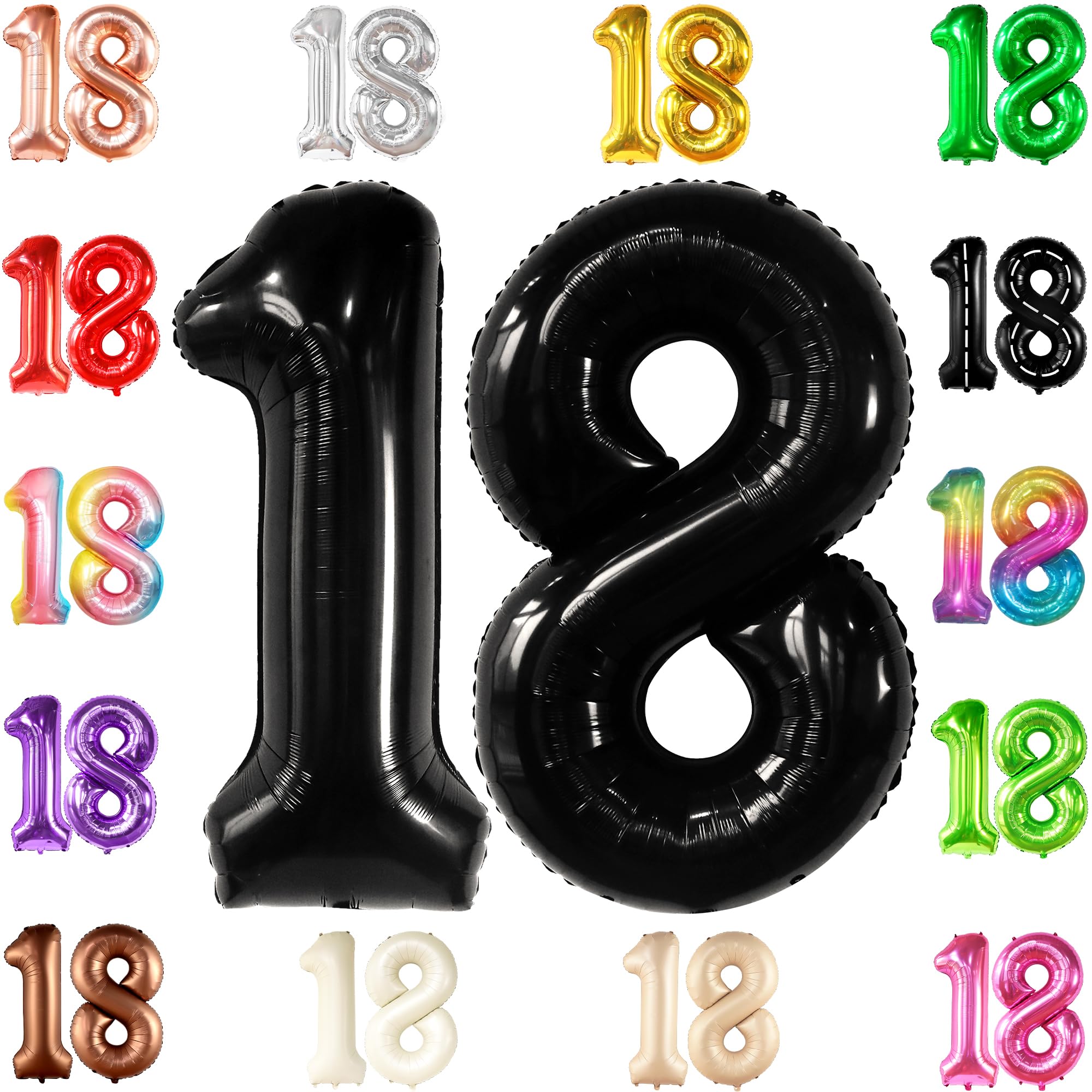 KatchOn, Black 18 Balloon Numbers - Giant, 40 Inch | 18 Balloon for 18
